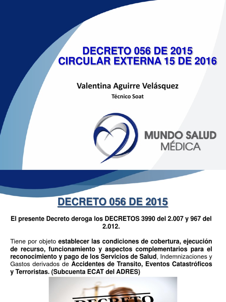 Decreto 056 de 2015 y Circular 015 de 2016 | PDF | Póliza de seguros | Salud y bienestar