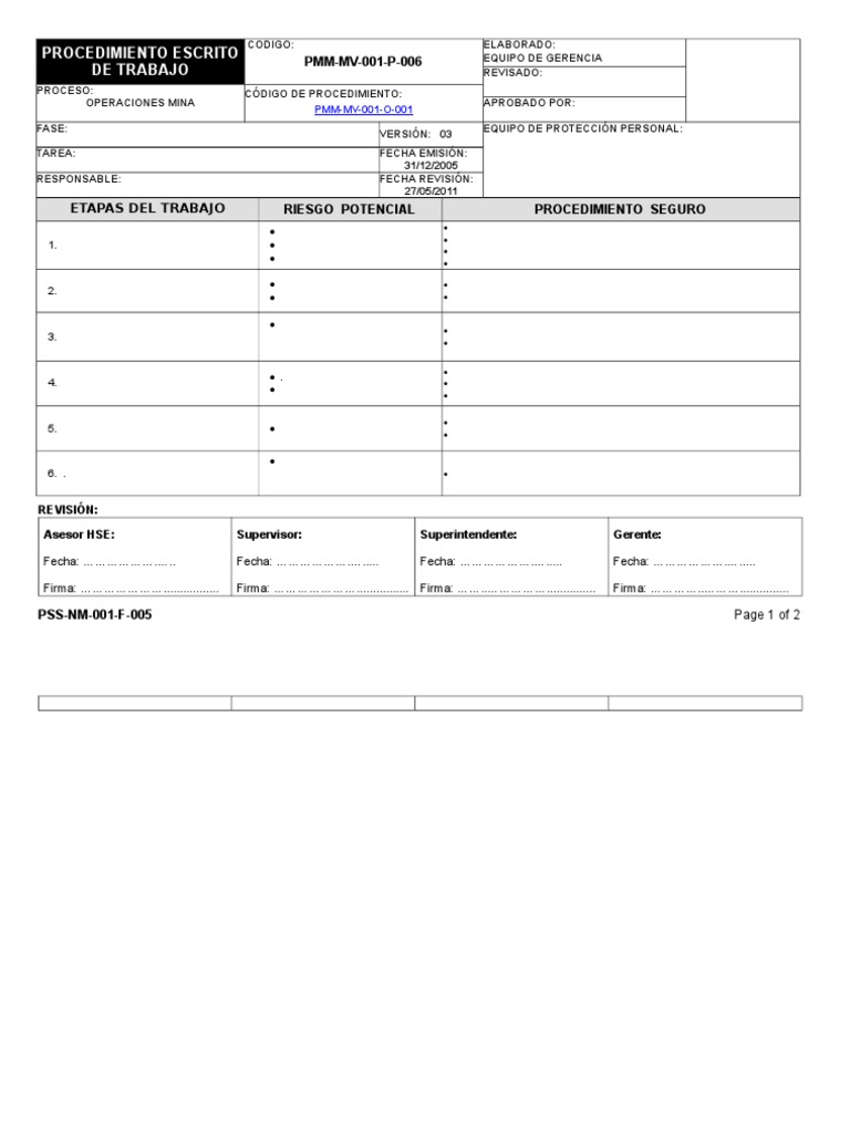 Plantilla Procedimiento Trabajo Seguro.doc | Negocios Plantilla Procedimiento Trabajo Seguro.doc | Negocios