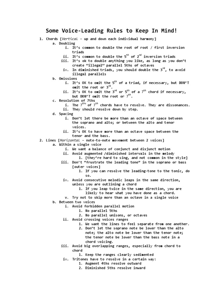 Essential Voice-Leading Rules for Harmonic Progressions: Guidelines for ...