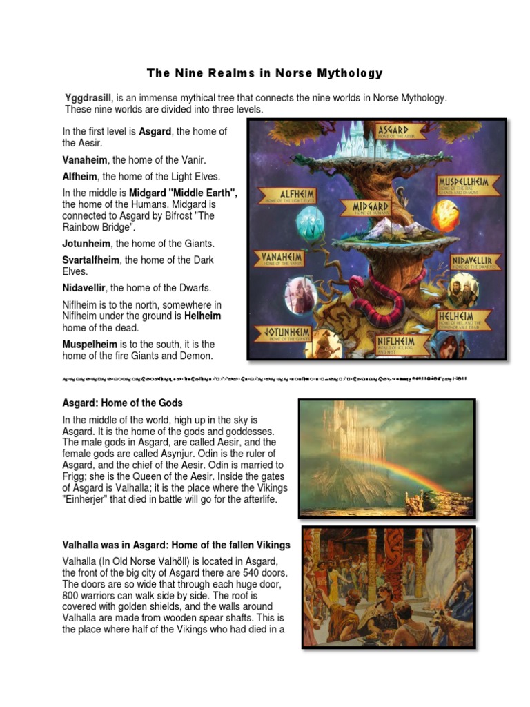 The Nine Realms in Norse Mythology: Yggdrasill, Is An Immense | PDF ...