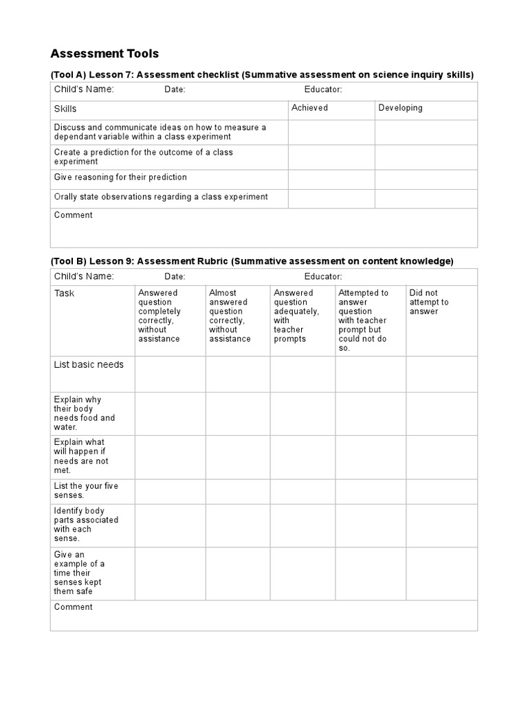 Science Assessment Tools Guide | PDF | Language Arts & Discipline