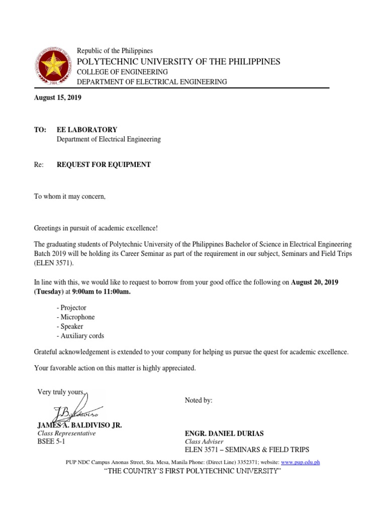 Letter Request For Venue | PDF