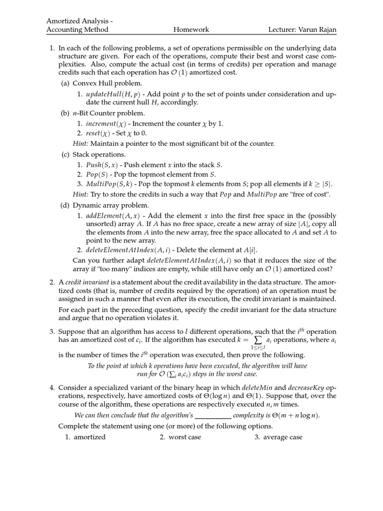 7 Amortized Analysis Pdf Array Data Structure Algorithms And Data Structures 