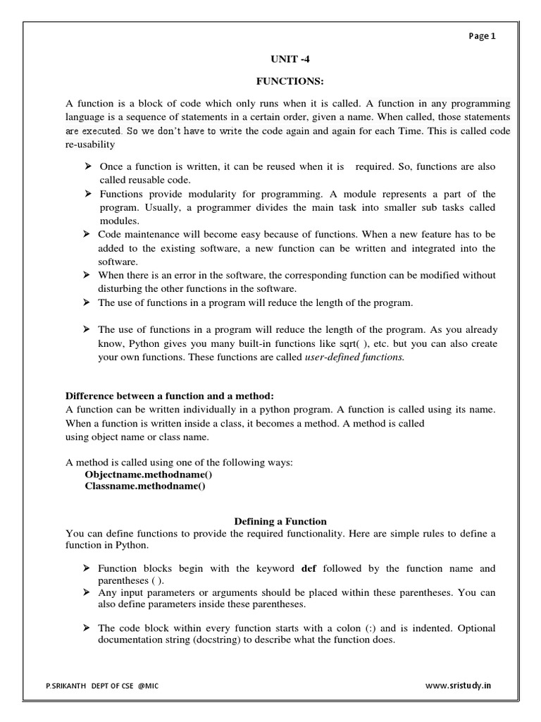 Unit 4 Functions | Download Free PDF | Anonymous Function | Parameter (Computer Programming)