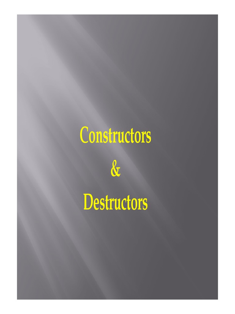 Constructors And And Destructors Pdf Constructor Object Oriented Programming Programming
