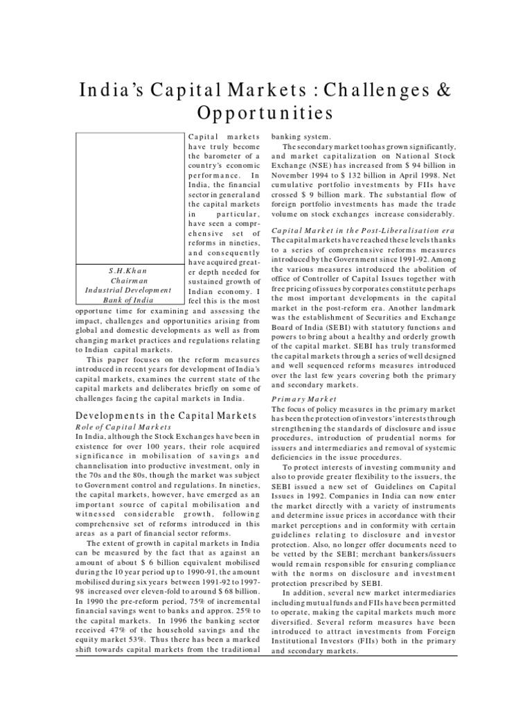 India's Capital Markets: Challenges & Opportunities: Capital Market in ...