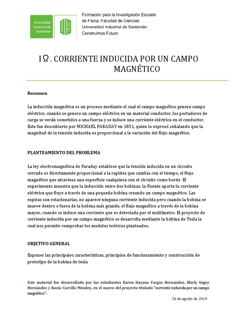 Corriente Inducida Por Un Campo Magnético | PDF | Inductor ...