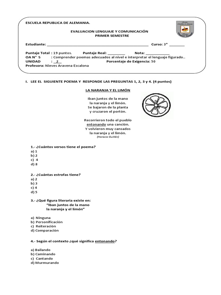 Prueba La Poesía | PDF | Poesía