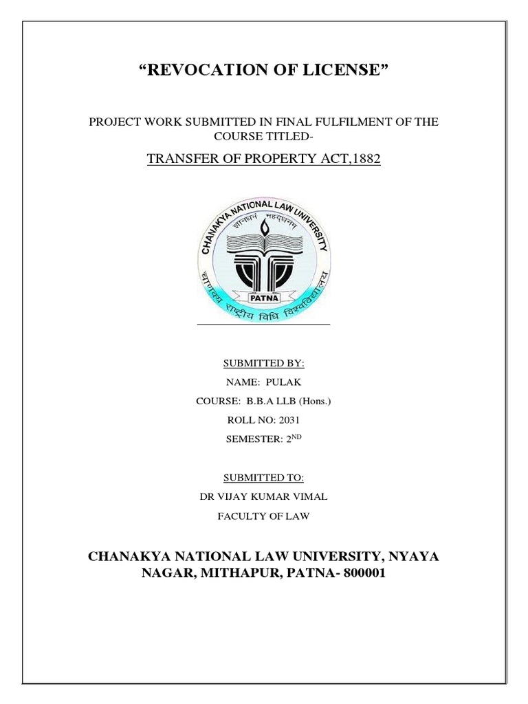 Revocation of License | Power Of Attorney | License