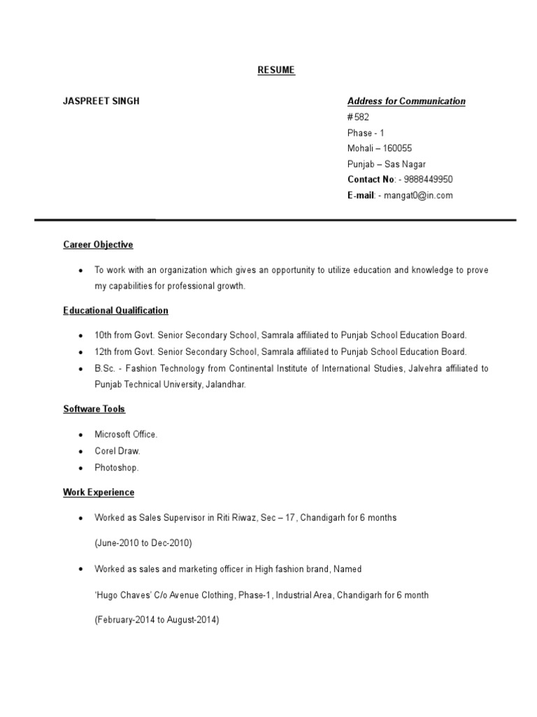 53b832eb7fcf7 Jass Resume | PDF | Punjab | Communication