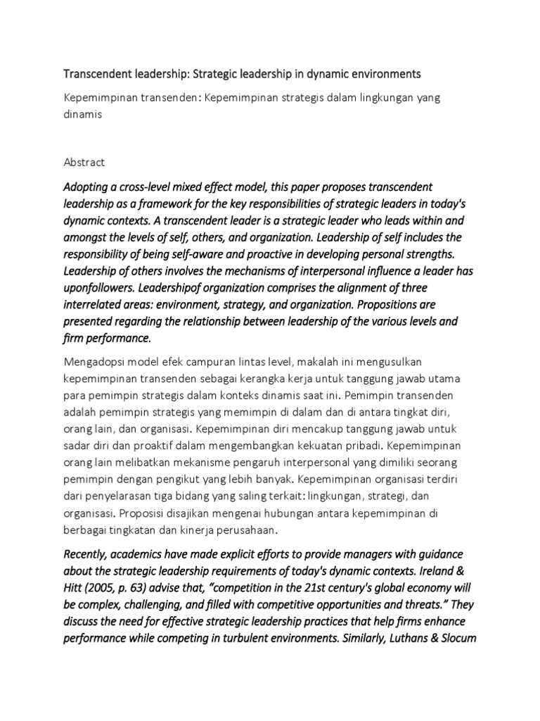 Transcendent Leadership | PDF