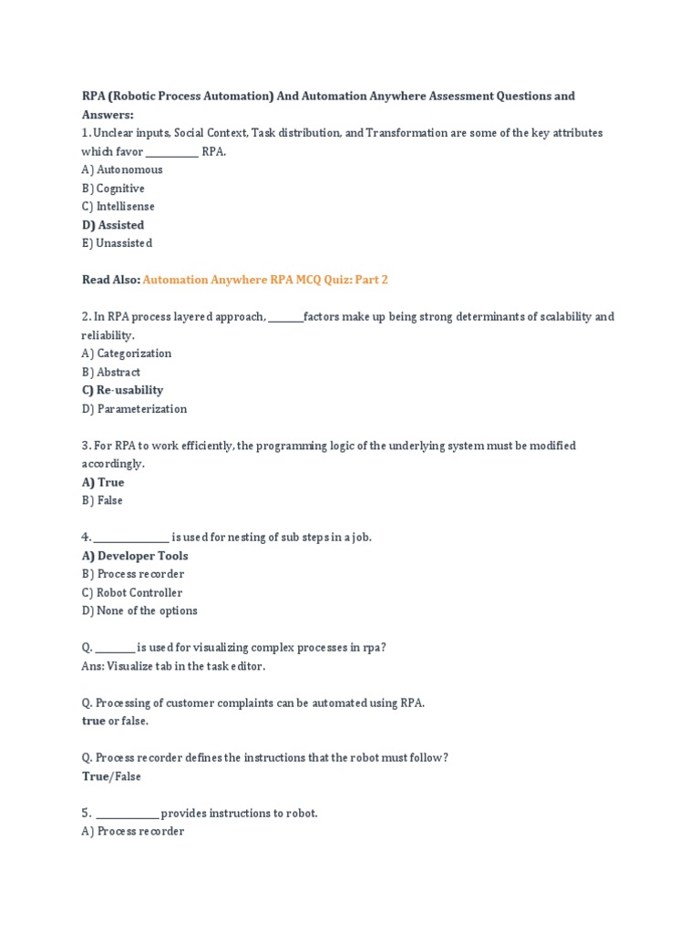 Answer | PDF | Business Process Management | Automation