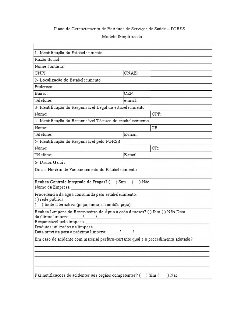 Modelo Simplificado PGRSS | PDF | Desperdício | Natureza