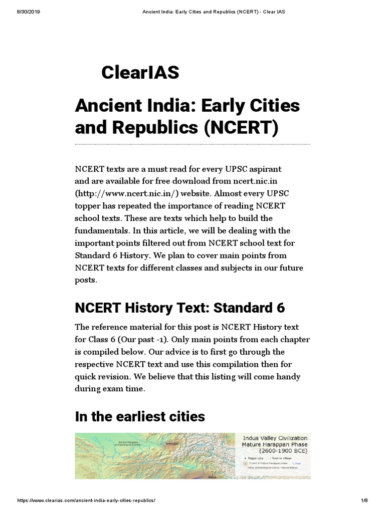 Clearias Ancient India: Early Cities and Republics (Ncert) : Ncert ...