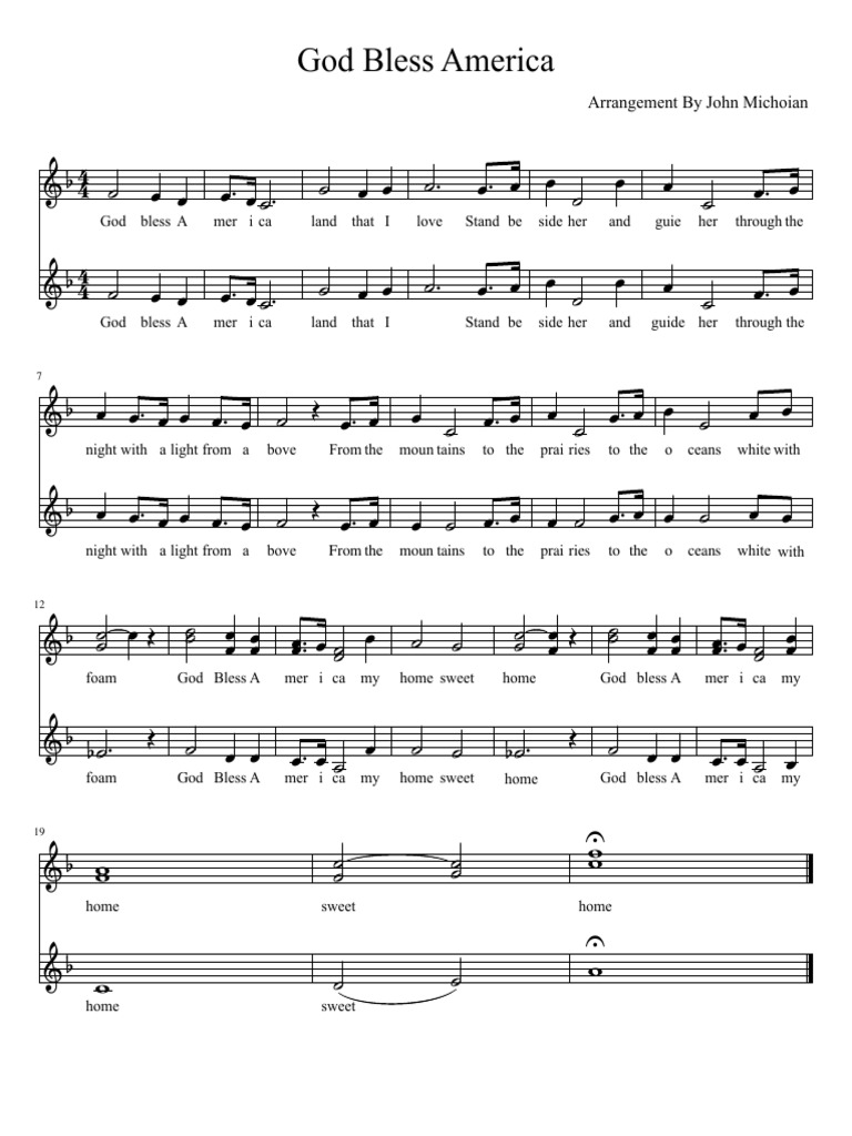 God Bless America: Arrangement by John Michoian | PDF