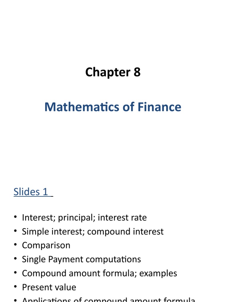 Mathematics of Finance | PDF | Net Present Value | Present Value