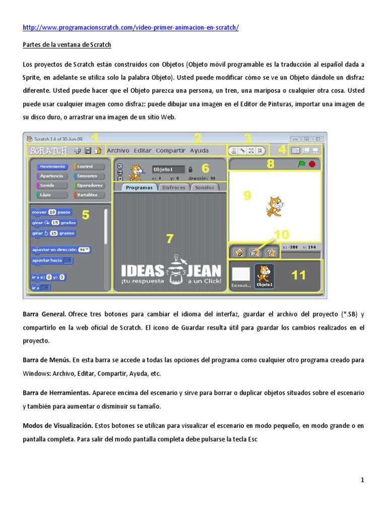 Partes de La Ventana de Scratch | Scratch (lenguaje de programación ...