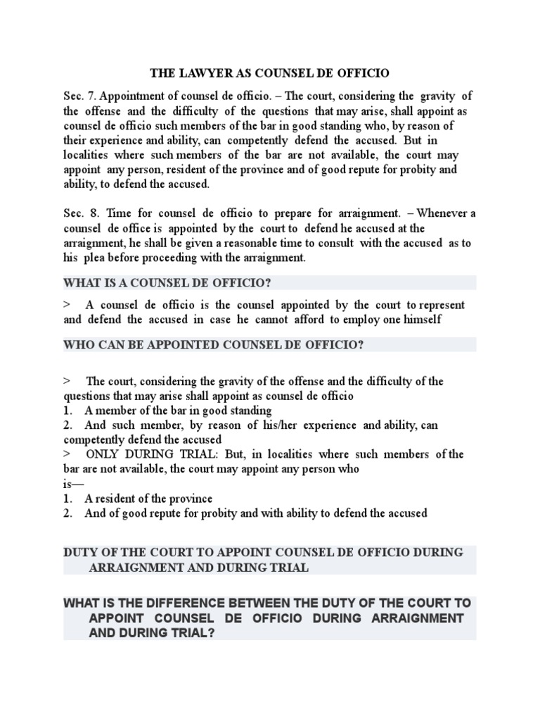 The Lawyer As Counsel de Officio | PDF | Legal Aid | Lawyer