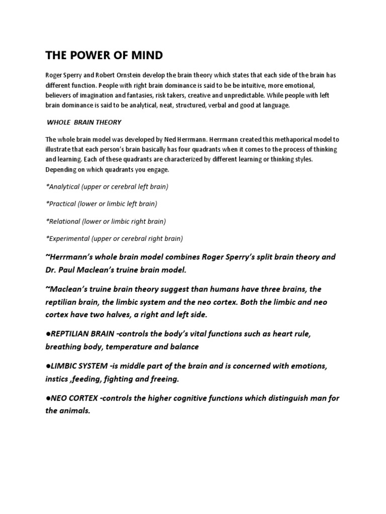 The Power of Mind | PDF | Thought | Creativity