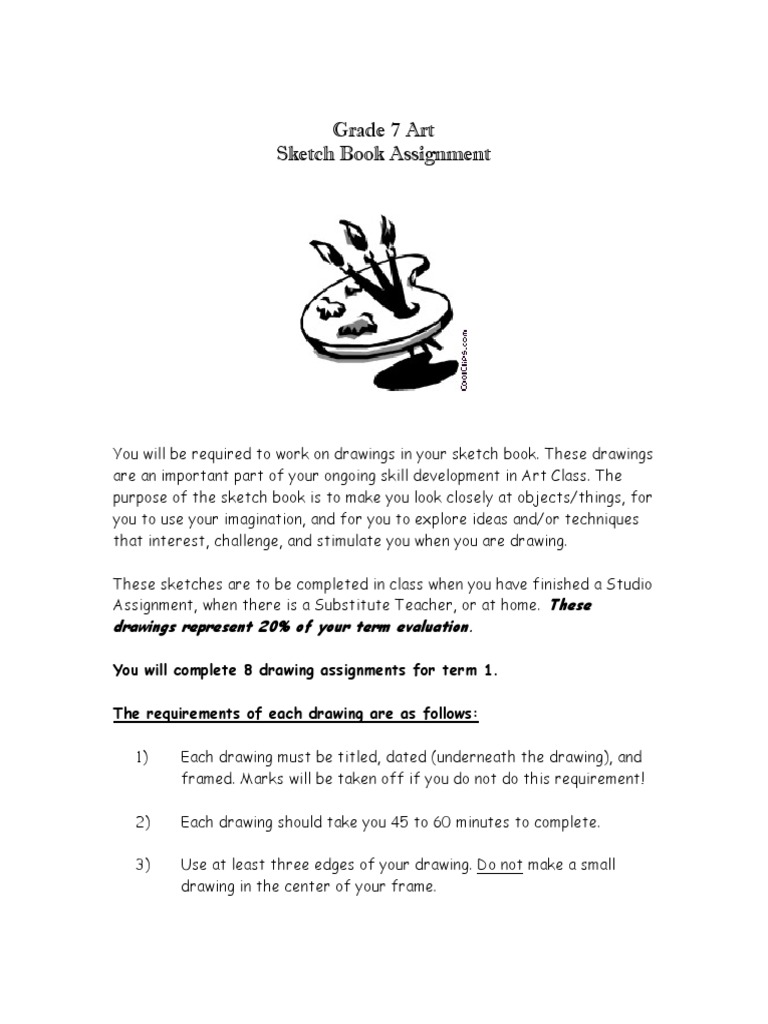 Grade 7 Art Sketch Book Assignments | PDF