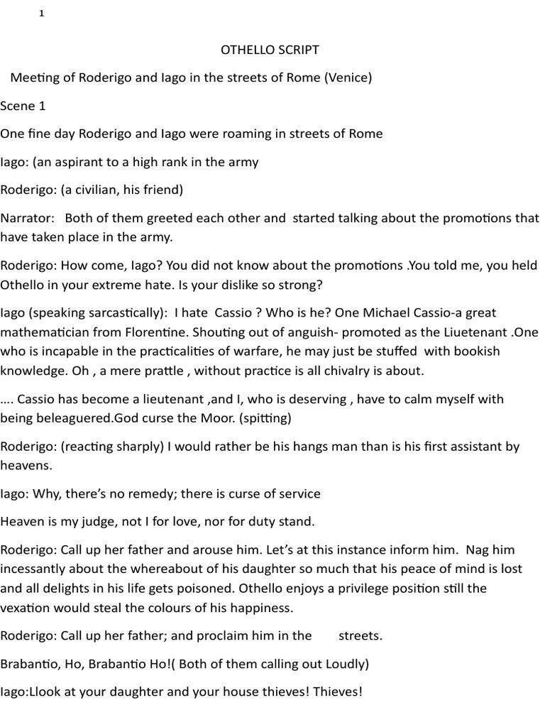 Othello Script | PDF | Iago | Othello