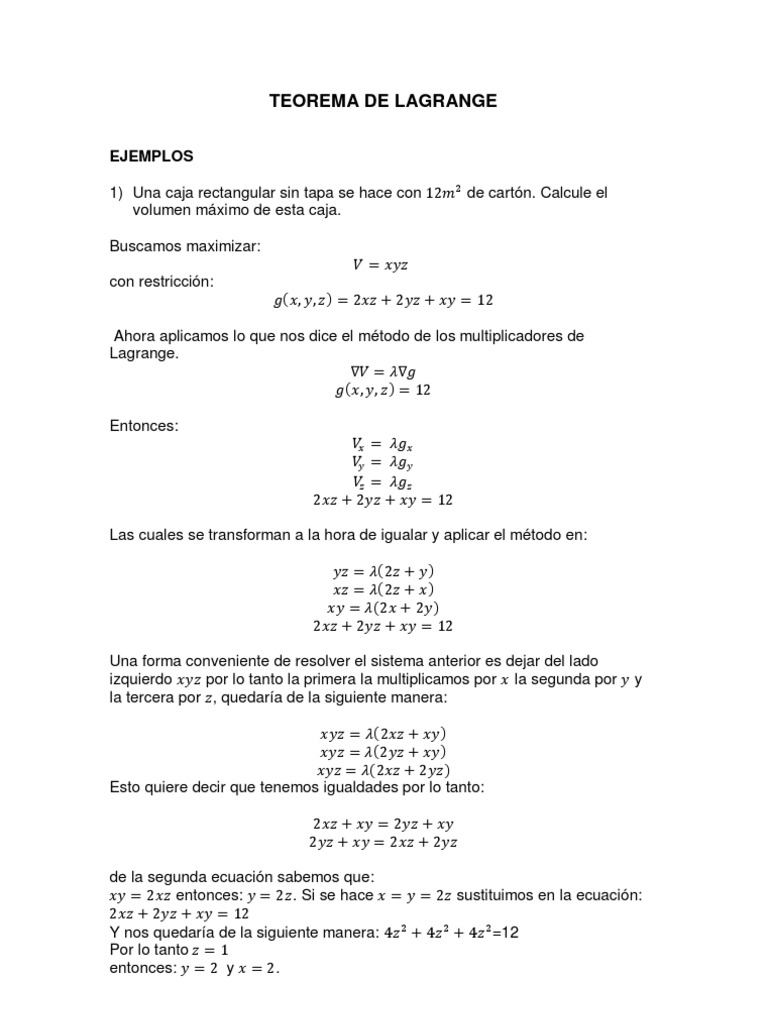 Teorema de Lagrange | PDF | Ecuaciones | Análisis