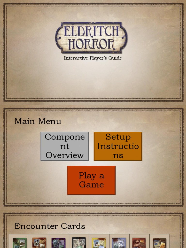 Guia Interactiva Eldritch Horror | PDF | Gaming | Tabletop Games
