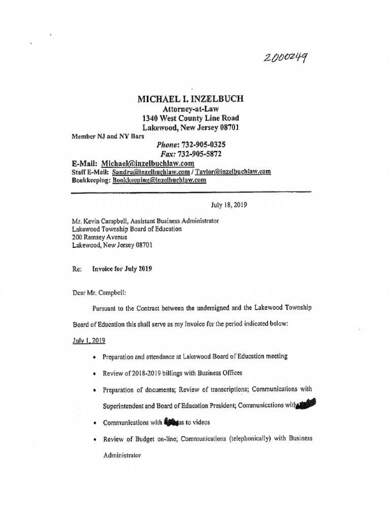 Michael Inzelbuch July Bill | PDF