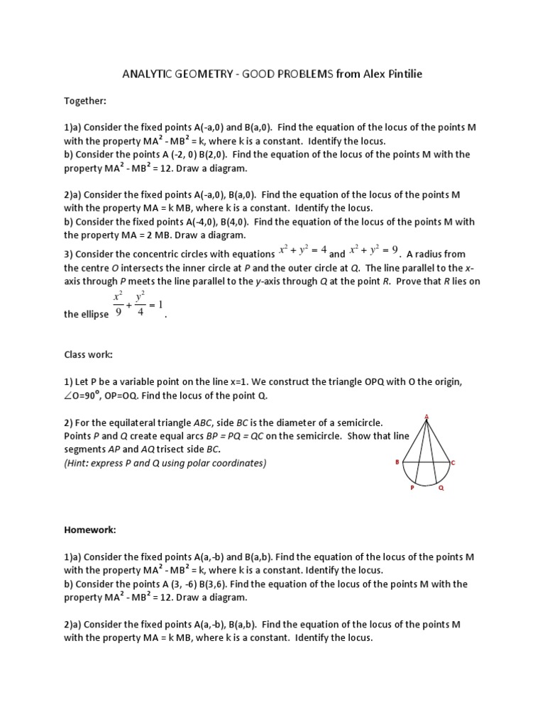 Analytic Geometry Problems | PDF | Line (Geometry) | Circle
