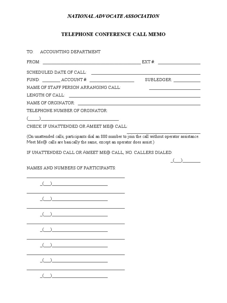 Conference Call Memo Template | PDF