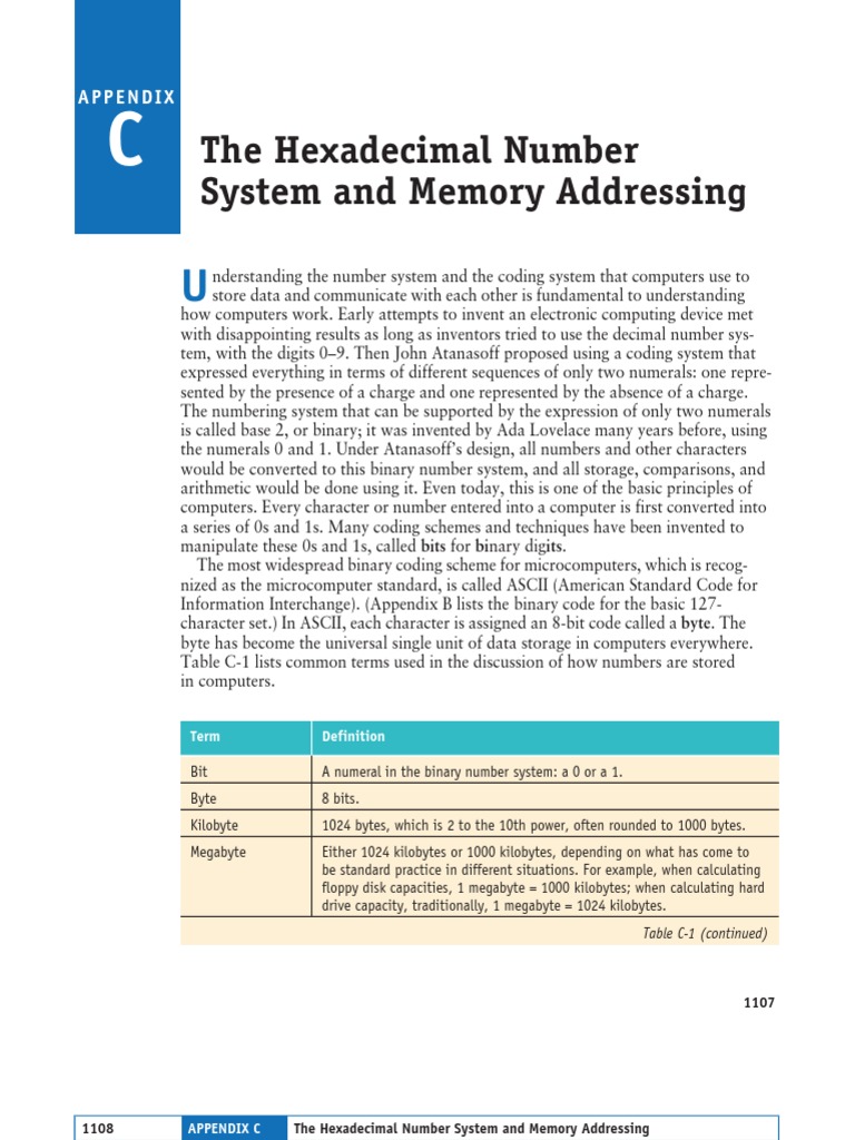 The Hexademical Number System and Memory Addressing | PDF | Byte | Bit