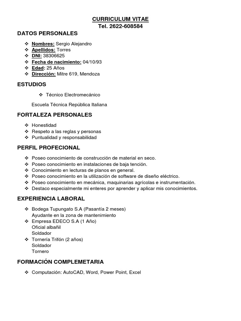 Curriculum Vitae Sergio | PDF