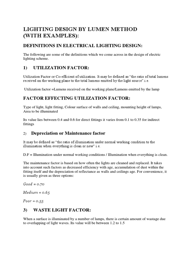 Lighting Design by Lumen Method | PDF | Lighting | Natural Philosophy