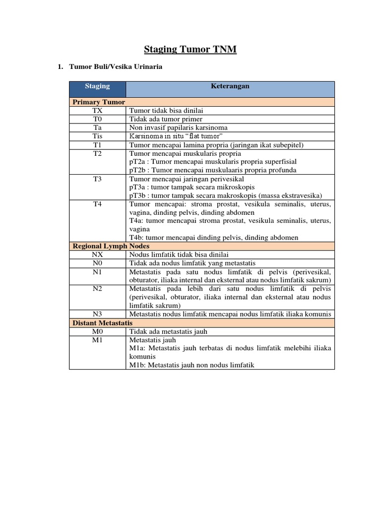 Staging Tumor Buli dan Kanker Lainnya | PDF