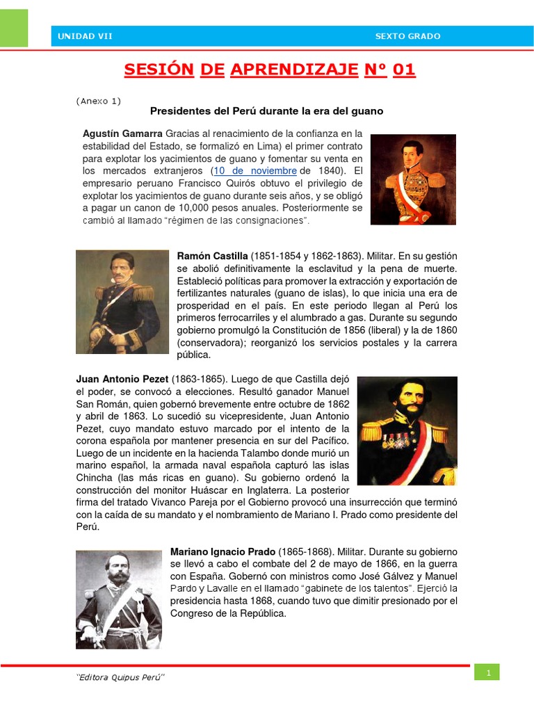 Anexo de Sesiones de Aprendizaje - Unidad Didáctica VII - Editora Quipus Perú | PDF | Dom ...