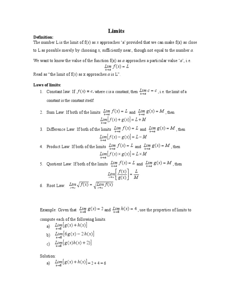 Limits: Definition | PDF | Continuous Function | Fraction (Mathematics)