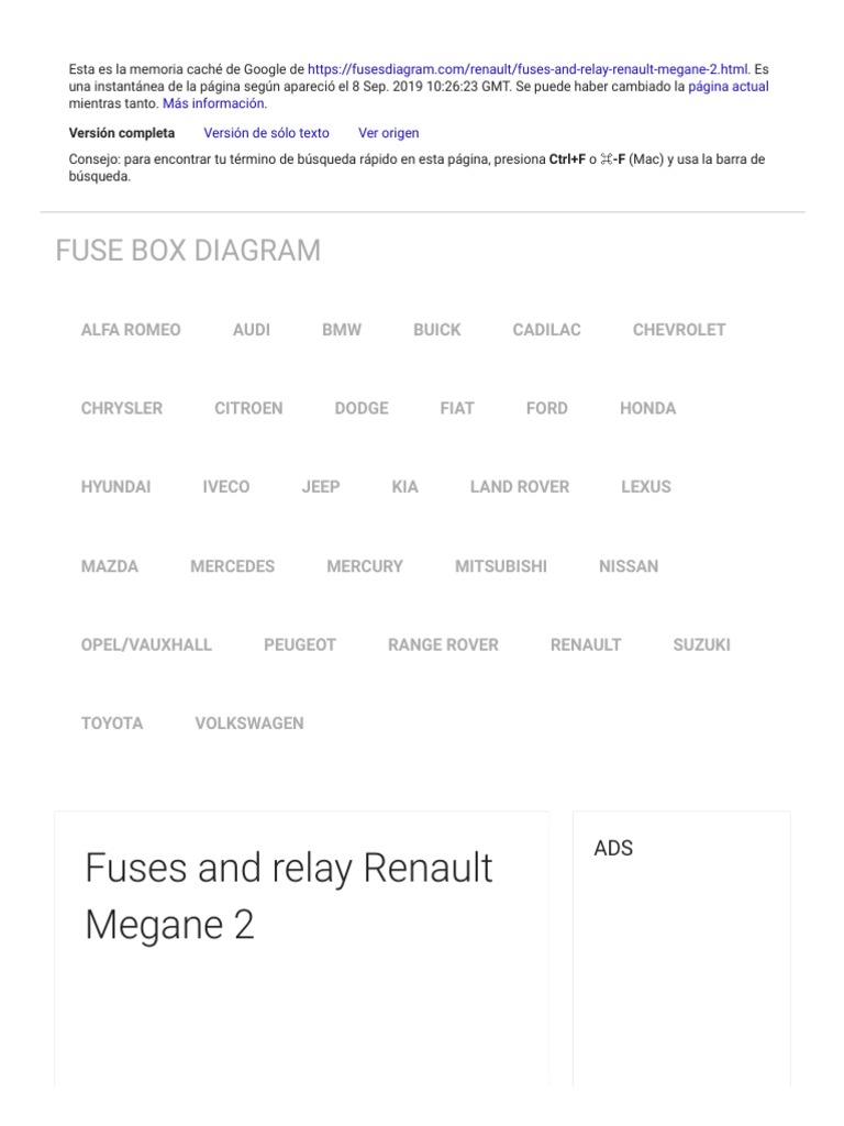 Fuse Box Renault Megane 2 | PDF | Headlamp | Anti Lock Braking System