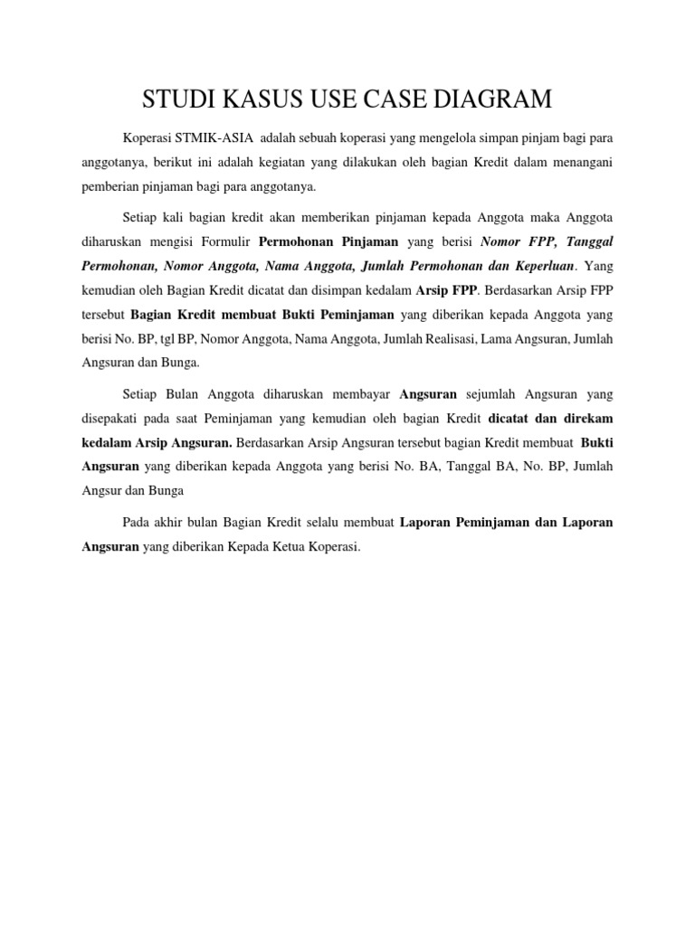 Use Case Diagram Koperasi STMIK-ASIA | PDF