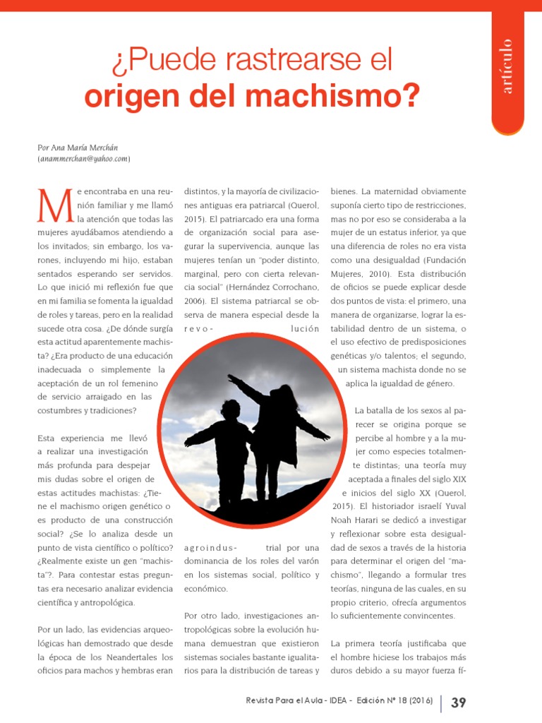 El Machismo Por Ana María Merchán | PDF | Igualdad de género | Estudios ...