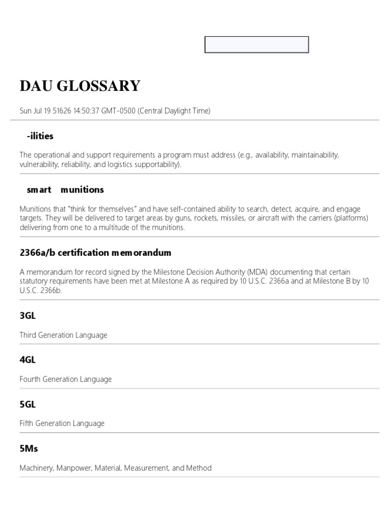 DAU Glossary | PDF | United States Department Of Defense ...