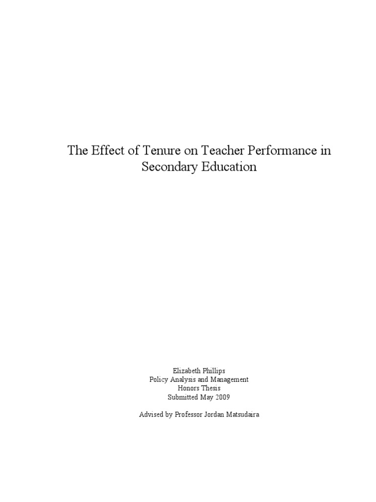 The Effect of Tenure On Teacher Performance in Secondary Education ...