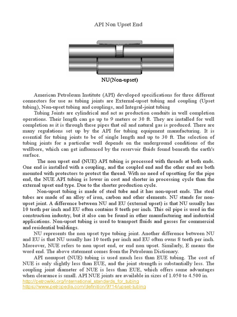 API Non Upset End | PDF | Pipe (Fluid Conveyance) | Mechanical Engineering