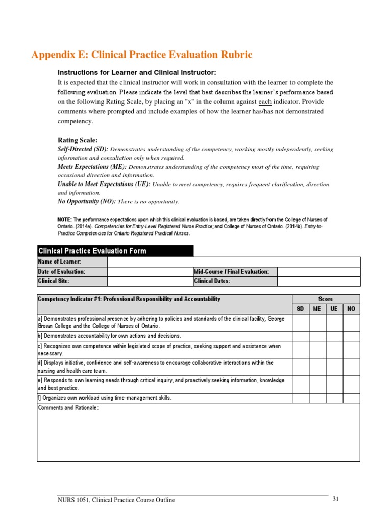 Nursing Clinical Evaluation Guide | PDF | Health Care | Nursing