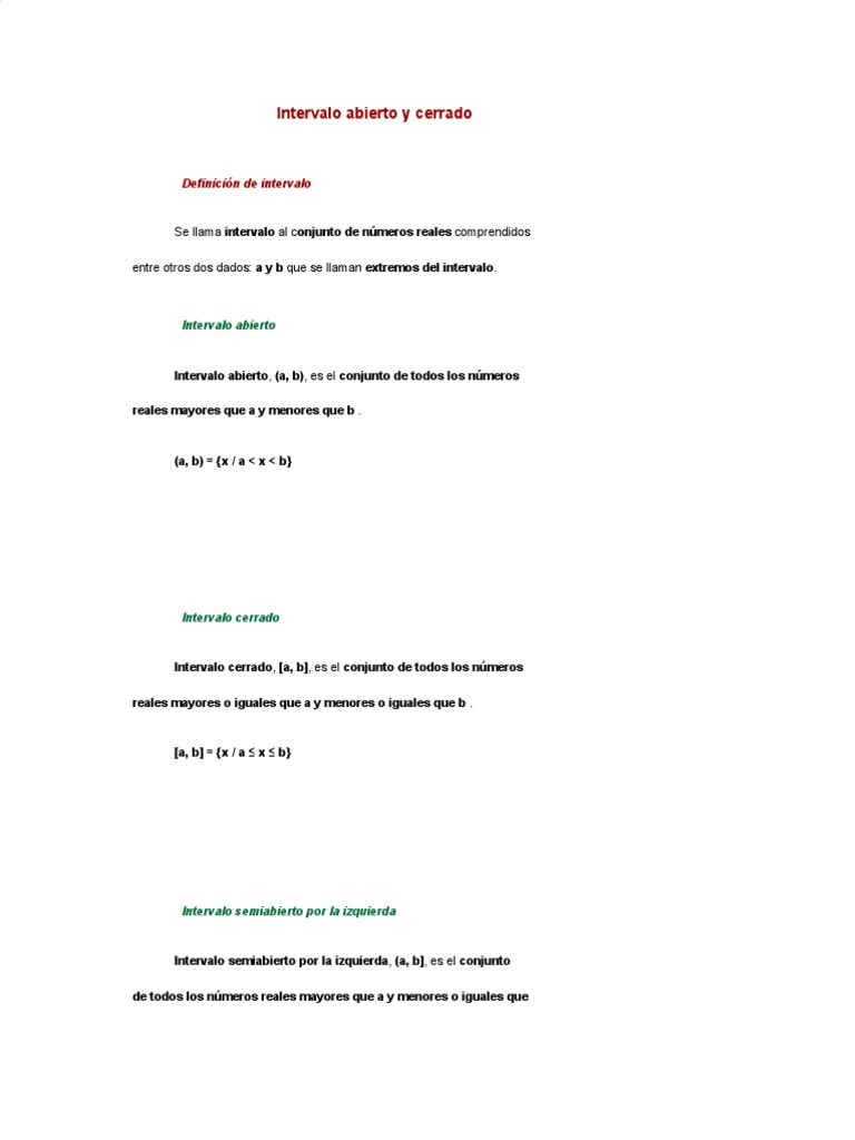Intervalos, Semirrectas, Entornos y Valor Absoluto | PDF | Intervalo (Matemáticas) | Álgebra ...