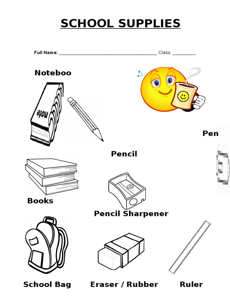 Vocabulary School Supplies Picture Dictionaries Pronunciation Exercises ...