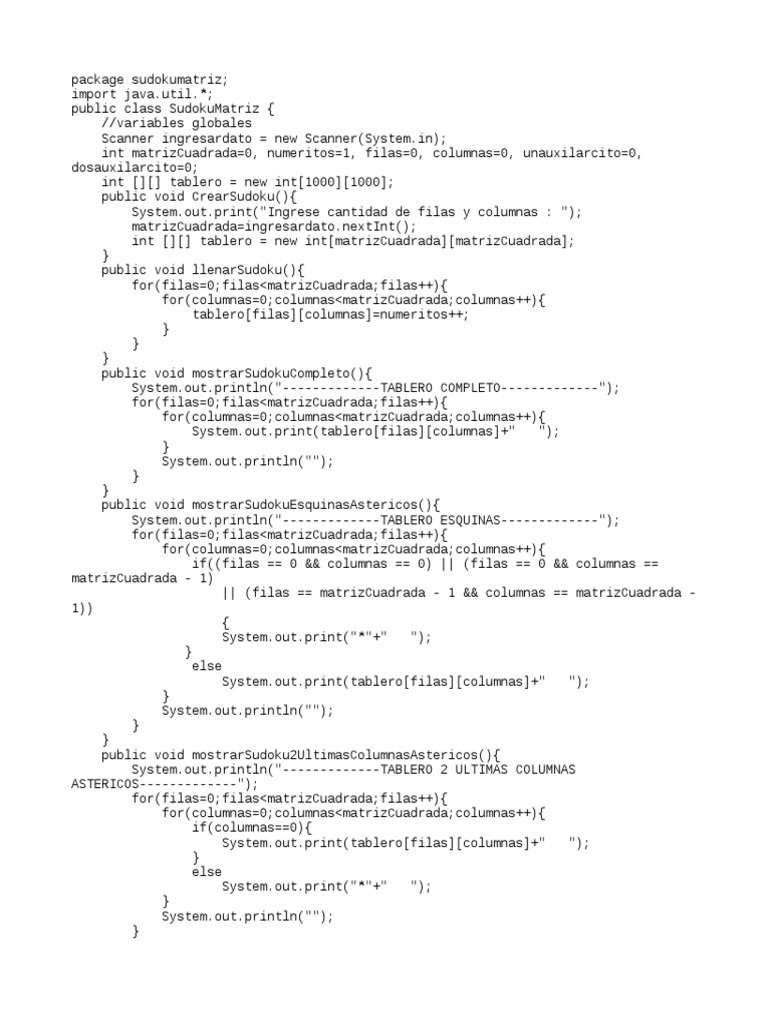 JAVA - Programa Matrices | PDF | Juegos de estrategia abstractos | Ajedrez