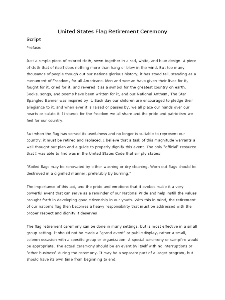 United States Flag Retirement Ceremony | PDF | Flag Of The United ...