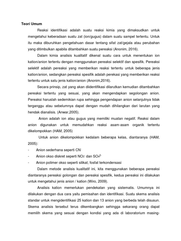 Materi Reaksi Identifikasi (Materi 2 MPP) | PDF