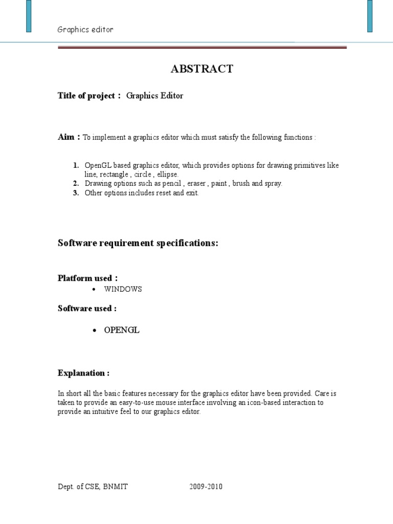 Title of Project: Graphics Editor | PDF | 3 D Computer Graphics ...