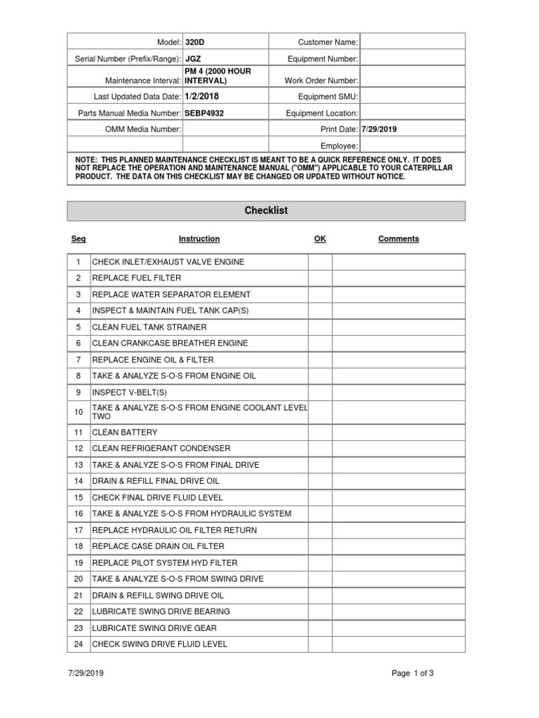 PM Checklist Report | PDF | Motor Oil | Propulsion